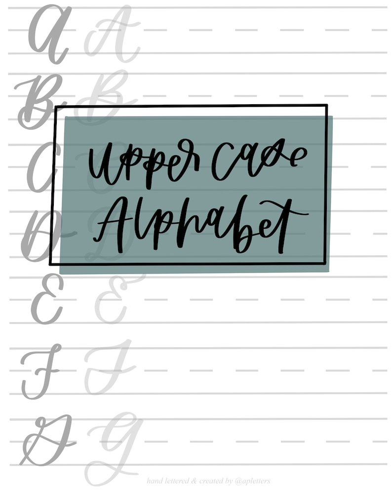 Upper Case Capital Printable Calligraphy Lettered Alphabet - Traceable ...