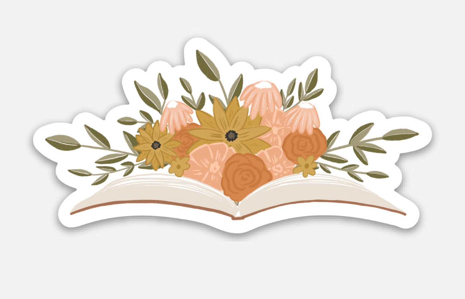 Book Floral Sticker Boho Flowers and Books Sticker Reading - Etsy