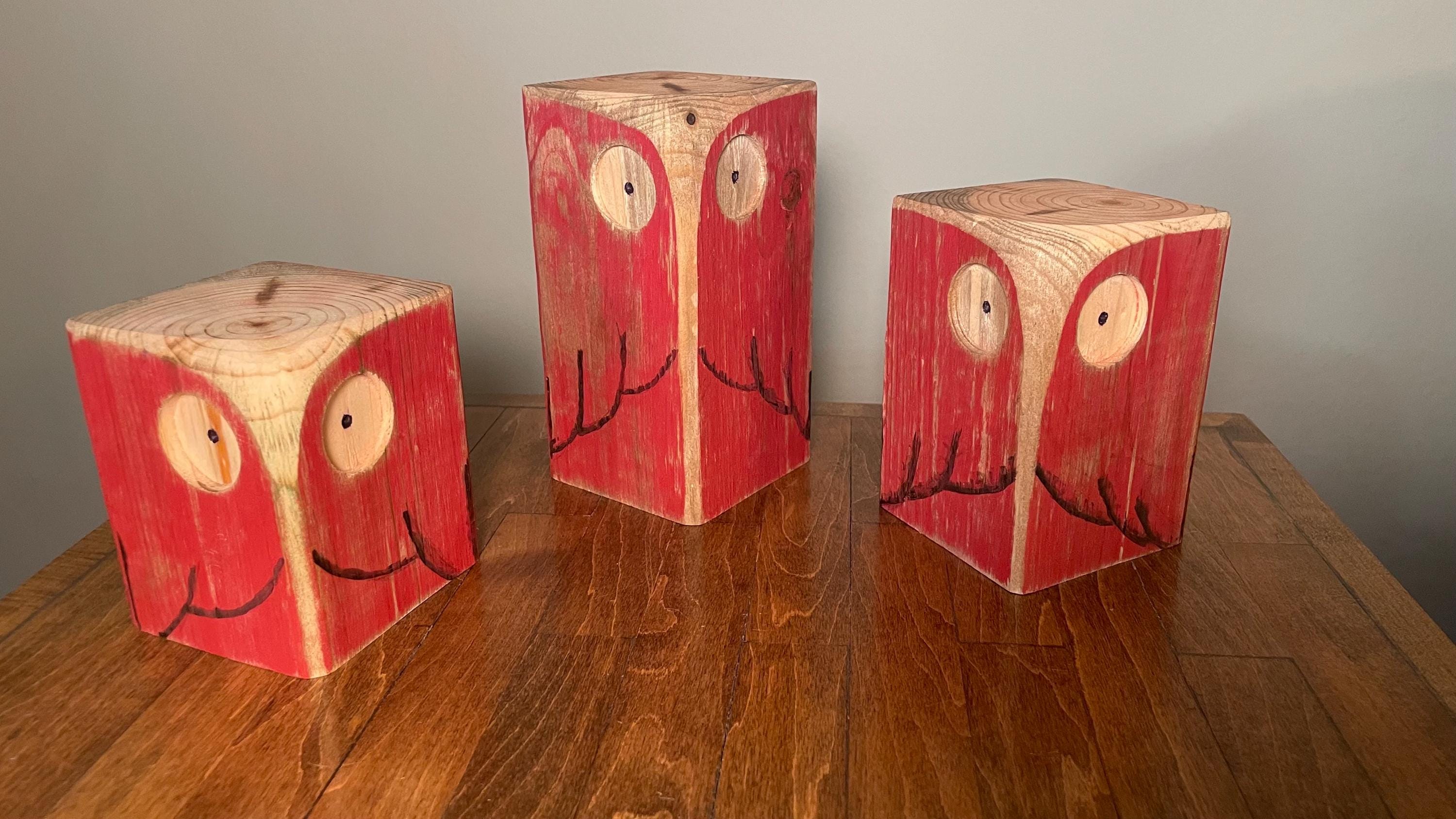 Rustic Wood Owl Set | Handmade Decor - Etsy