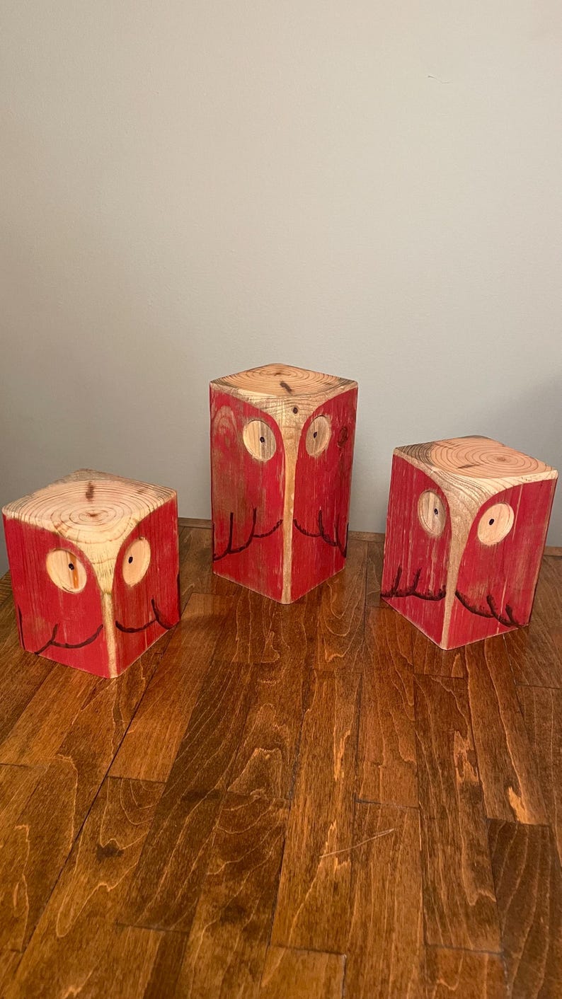 Rustic Wood Owl Set | Handmade Decor - Etsy