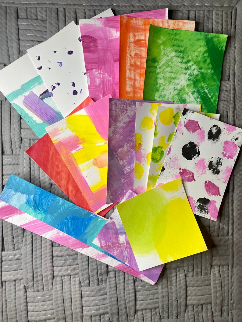 Collage Mixed Paper Set Hand Painted Papers and Card Stock 15 Piece ...