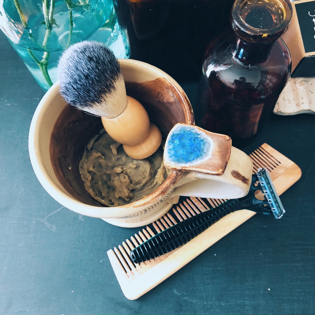 Handmade Ceramic Shaving Mug and Brush Set with Neem Nettle - Etsy 日本