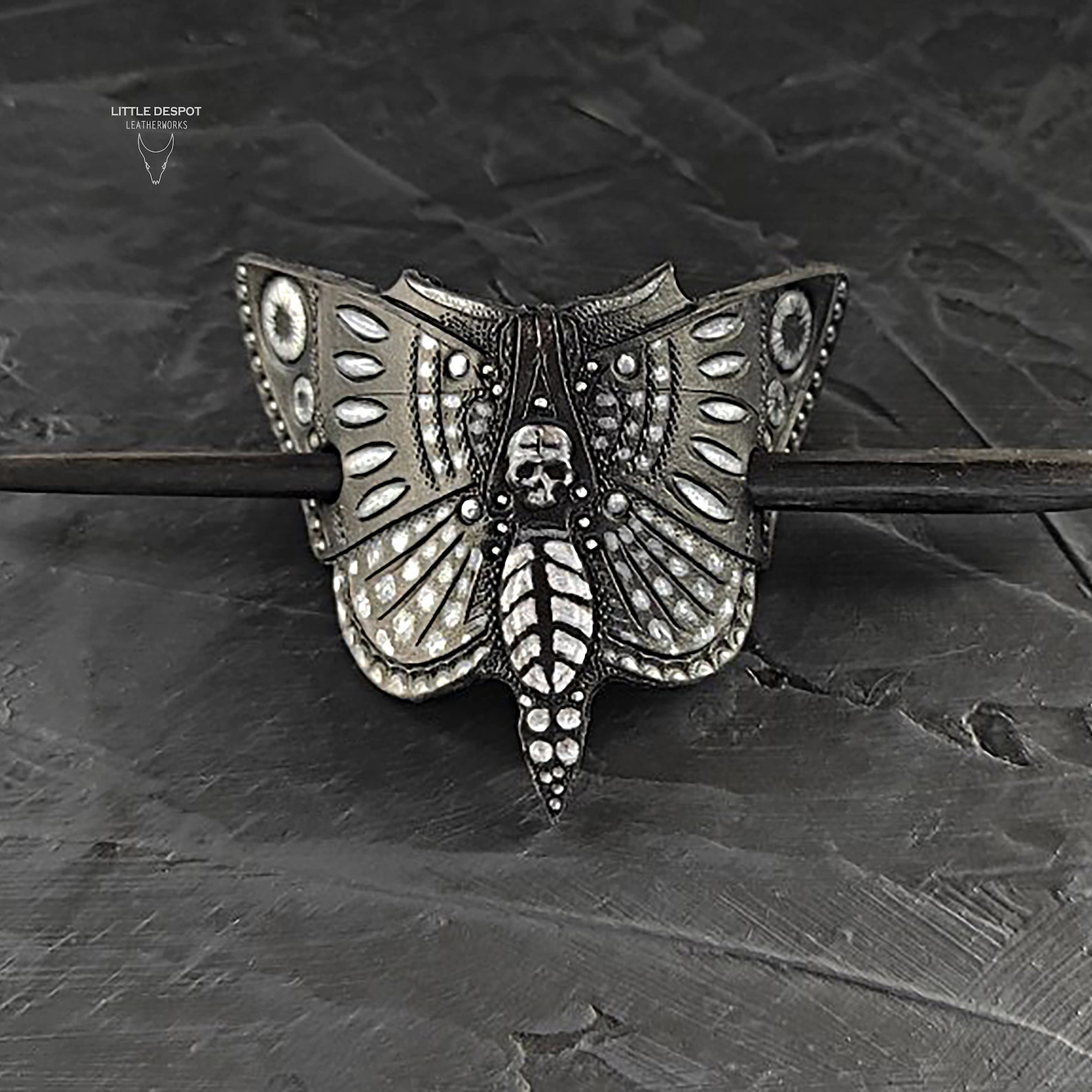 Hairpin Hawk Moth Butterfly "dead Head" Made of Genuine Leather on a ...