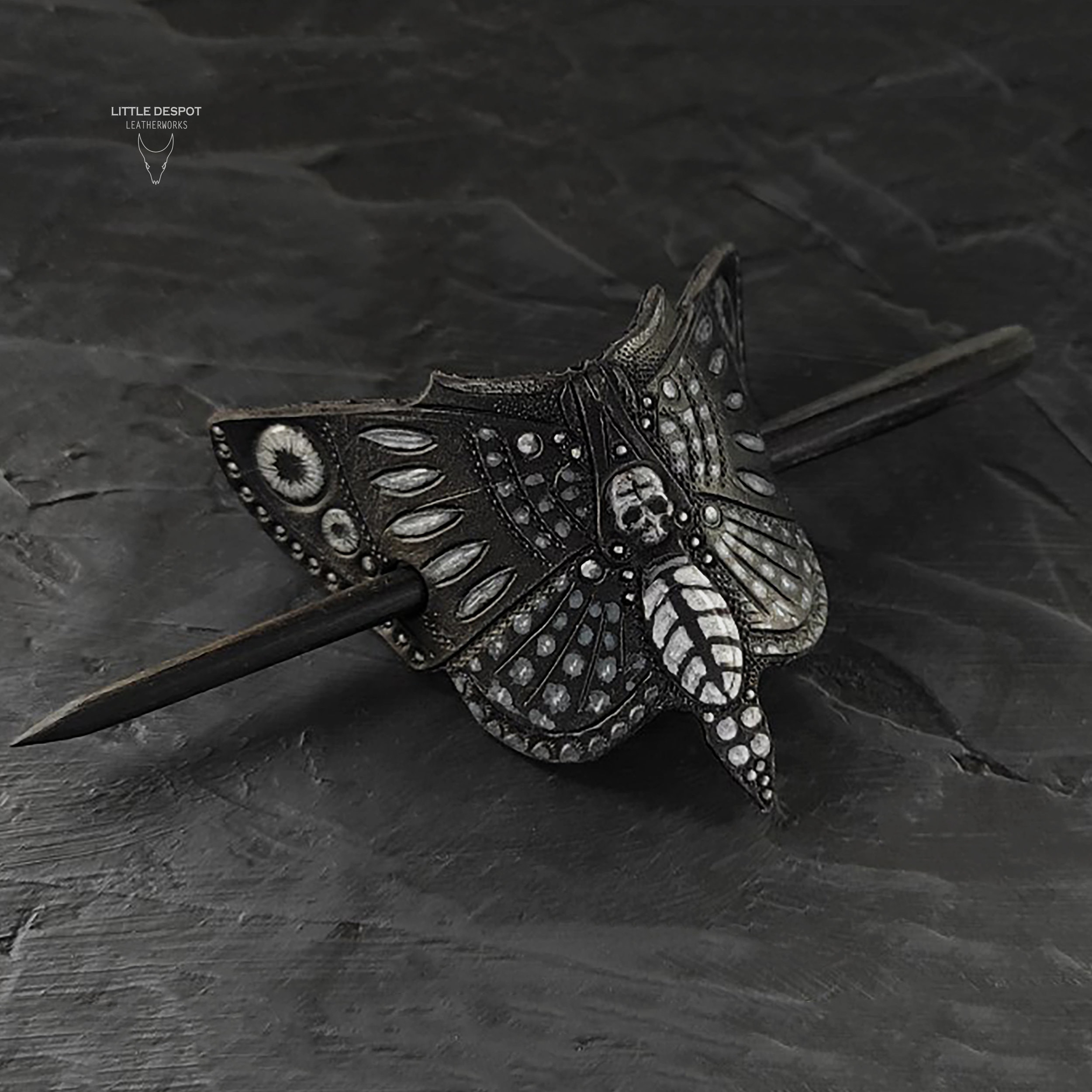 Hairpin Hawk Moth Butterfly "dead Head" Made of Genuine Leather on a ...