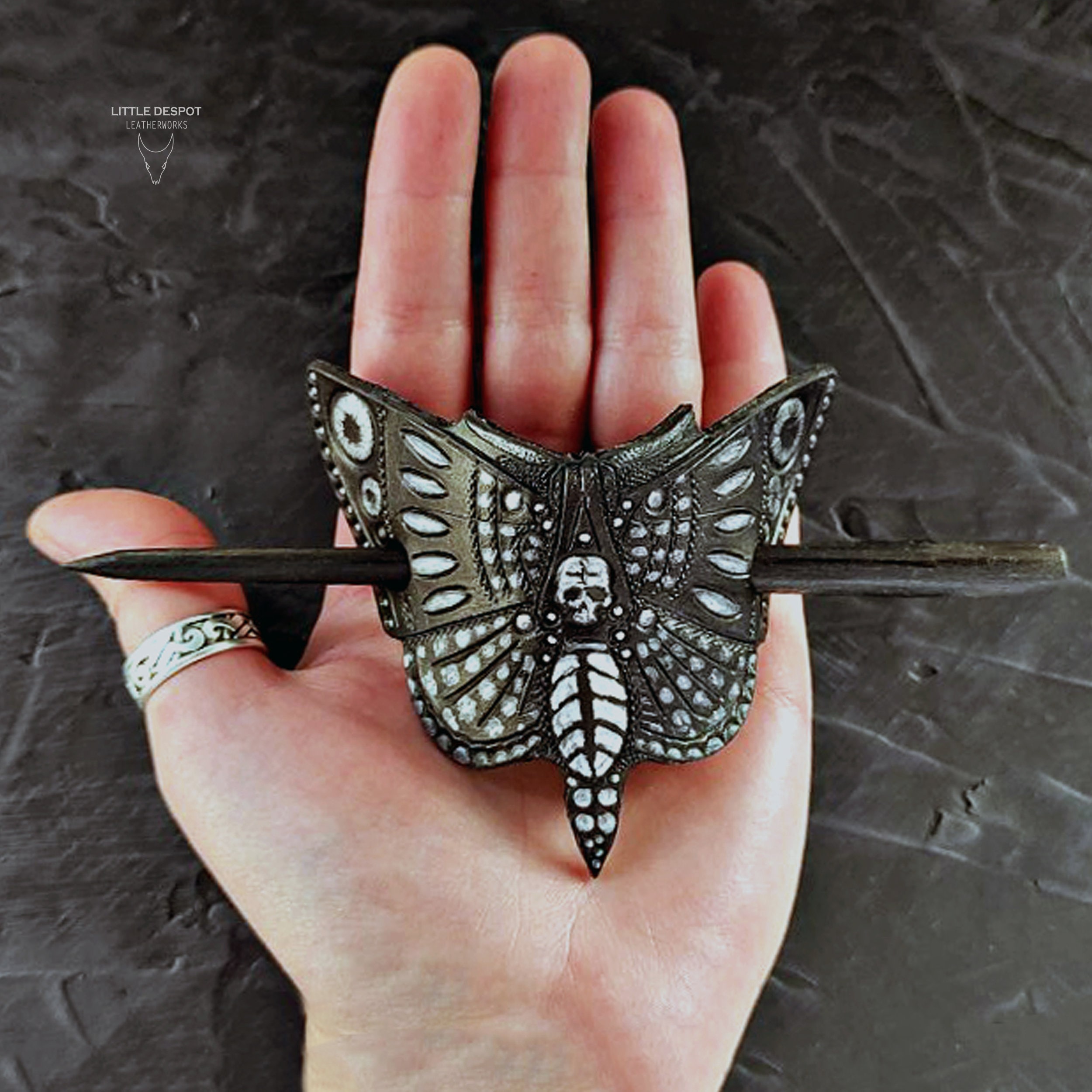 Hairpin Hawk Moth Butterfly "dead Head" Made of Genuine Leather on a ...