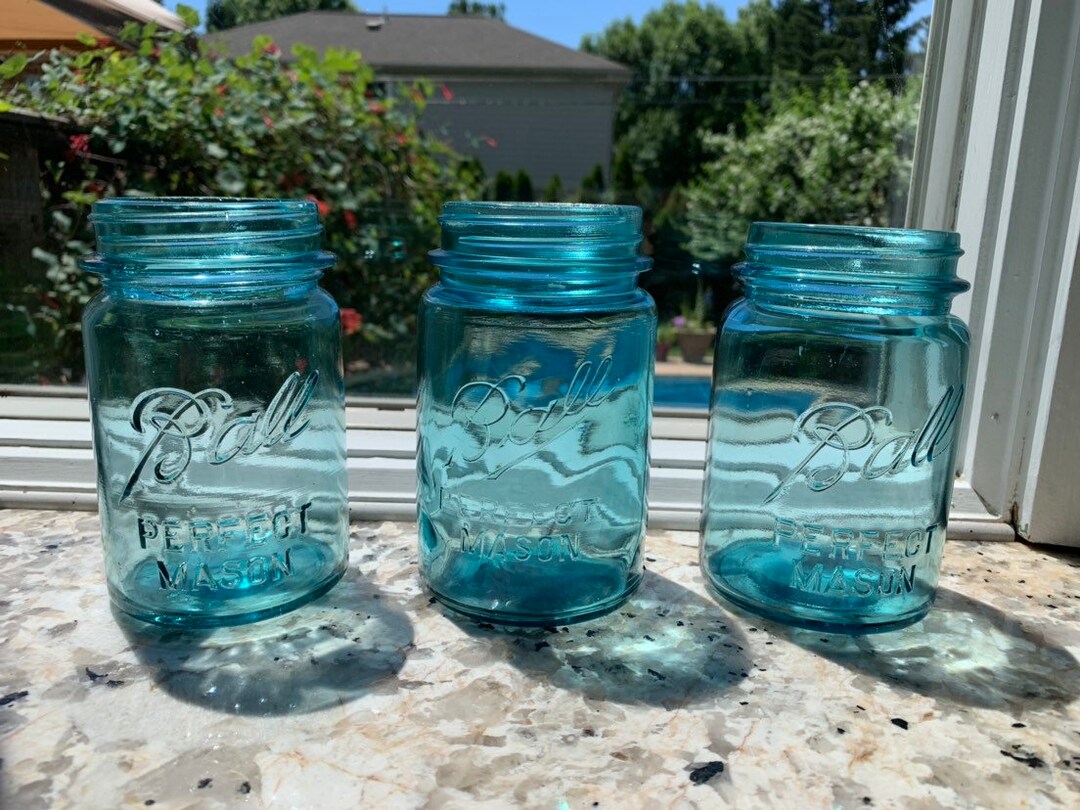 THREE Pint Size Vintage Ball Mason Jars for Farm Weddings, Showers ...