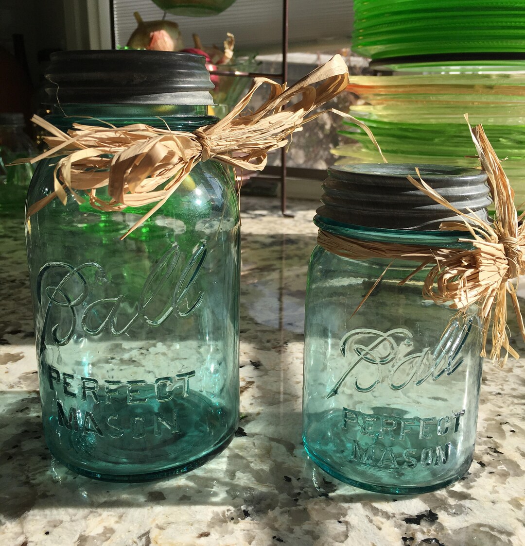 Vintage Set of Mason Ball Perfect Quart and Pint Size Mason Jars in the ...
