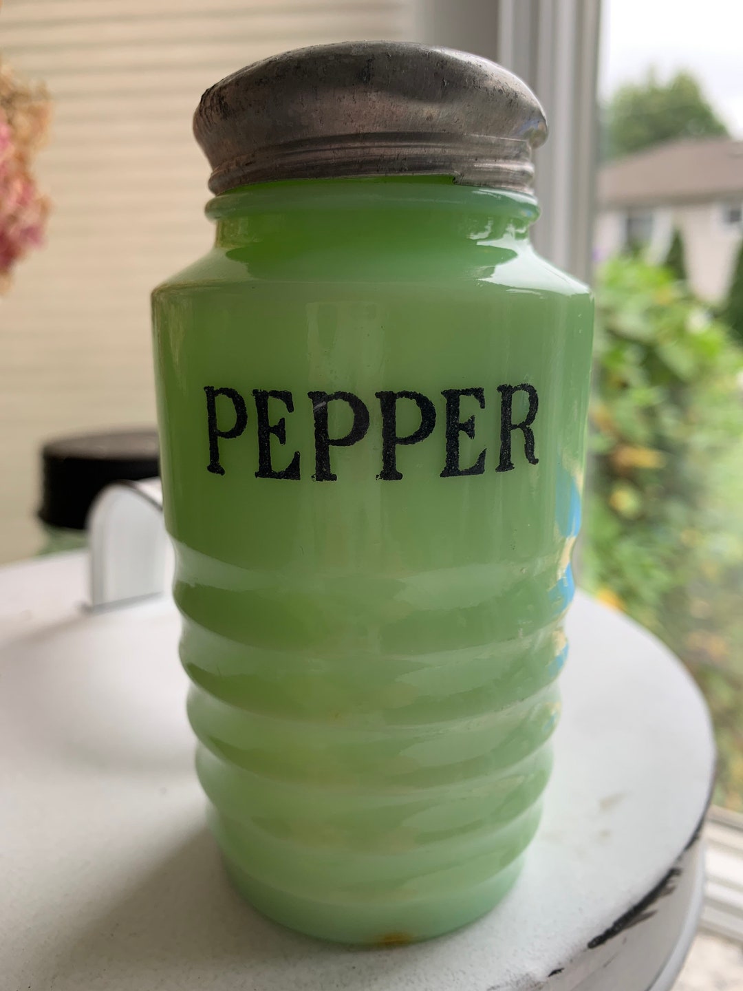 Jadeite Jar Pepper RIBBED SHAKER Super Sweet Vintage Storage for Your ...
