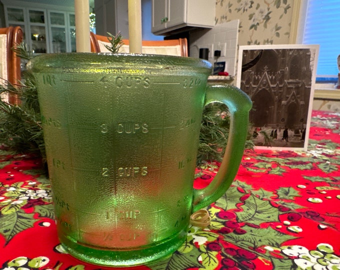 Hazel Atlas GREEN Uranium -vintage Glass Four Cup Measuring Cup ...