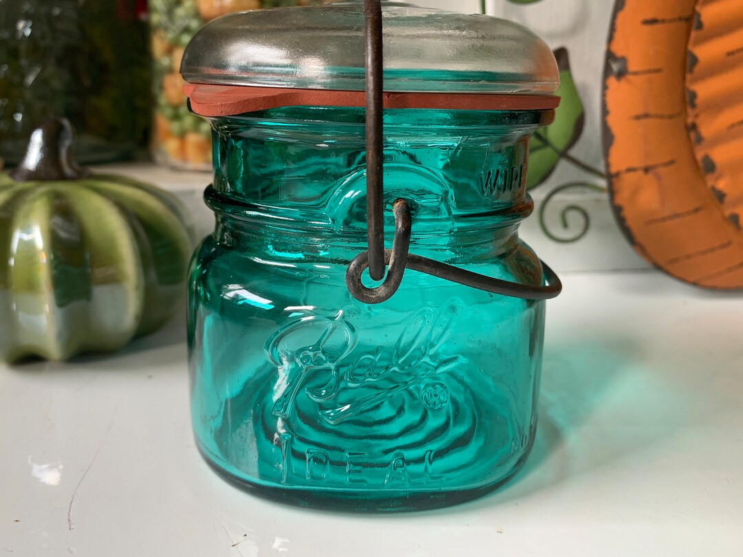 Vintage 1976 Bicentennial LIKE Ball Ideal Blue Glass Half Pint Jar-wire ...