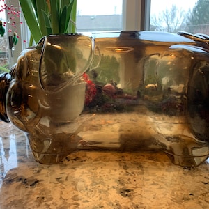 LARGE Vintage Libbey Glass Jug 5 Gallon Brown Amber Pig Went to the ...