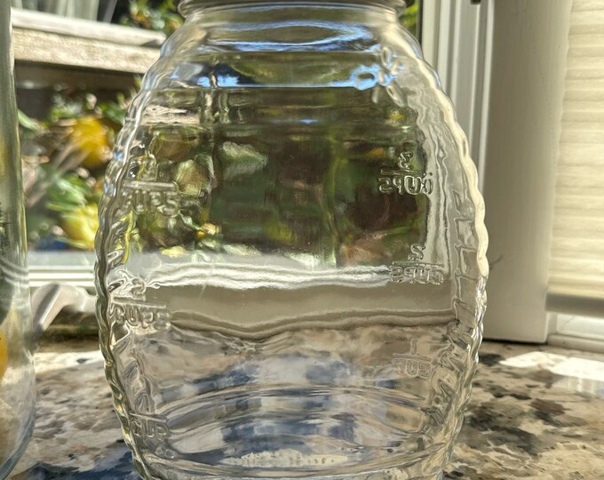 Classic Honey Jar Beehive Shaped - 3 to 4 Cups - Hazel Atlas Clear Glass Jar With Zinc Lid in ...