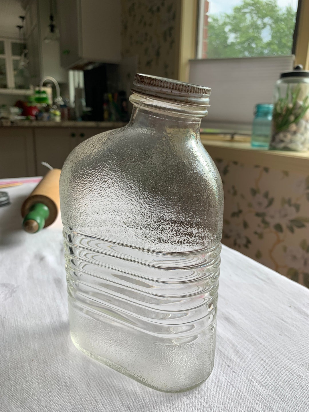 Vintage Hazel Atlas Ribbed Textured Grip Clear Refrigerator Bottle ...