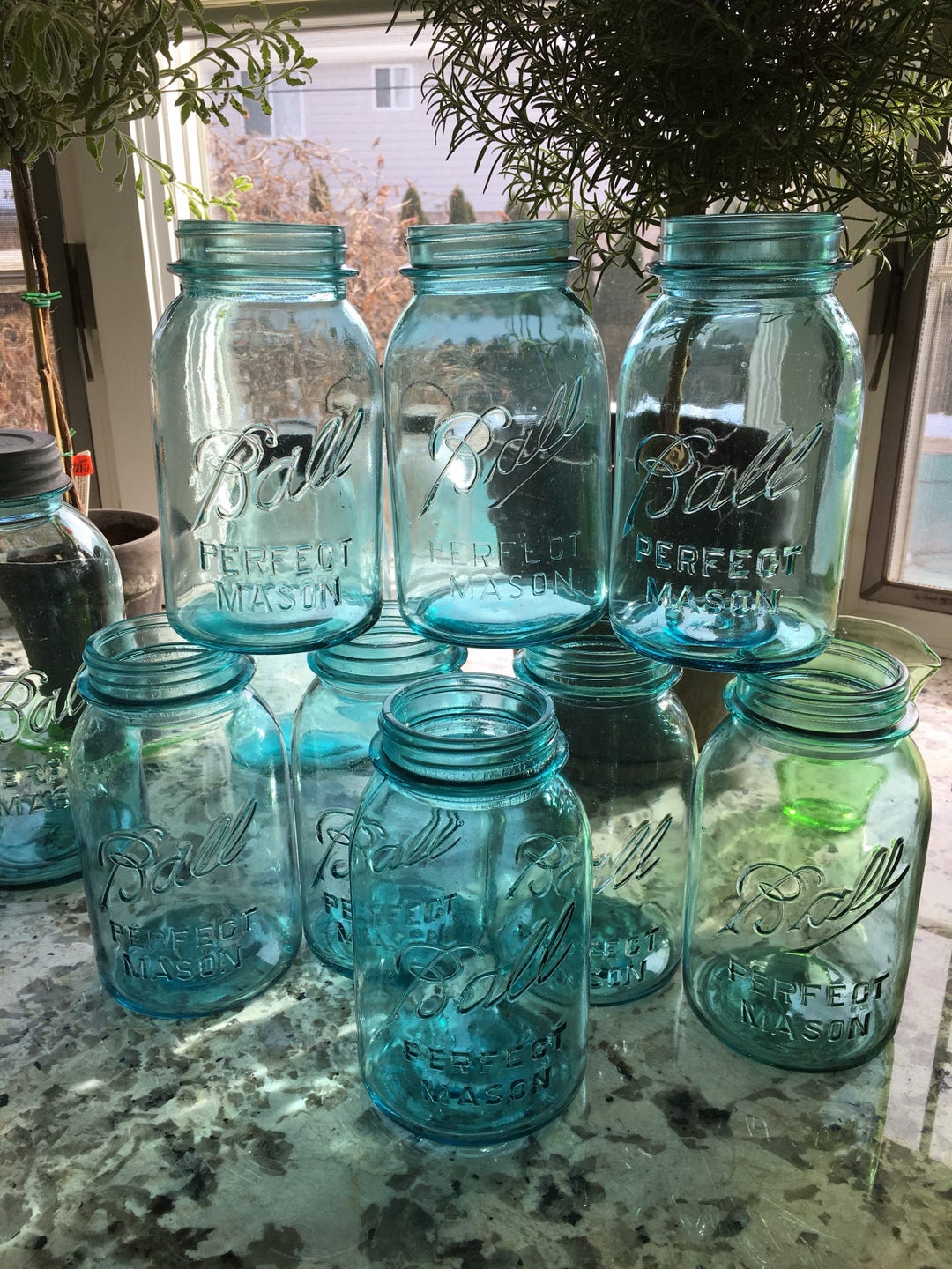 Vintage Blue Ball Mason Jars: Quart Size, Set of 8, Wedding Decor (no ...