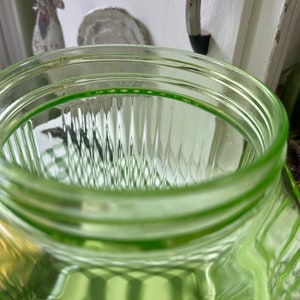Vintage Green Vaseline Ribbed SQUARE Coffee Hoosier Canister Jar. Ships ...