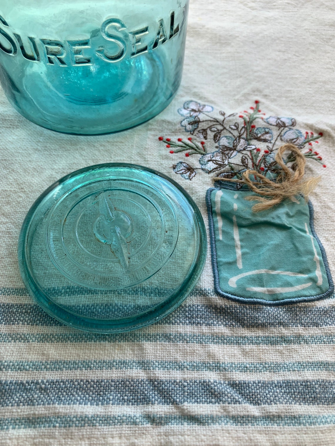 Vintage Ball Sure Seal Jar: Half Gallon Wide Mouth Blue Canning Jar ...