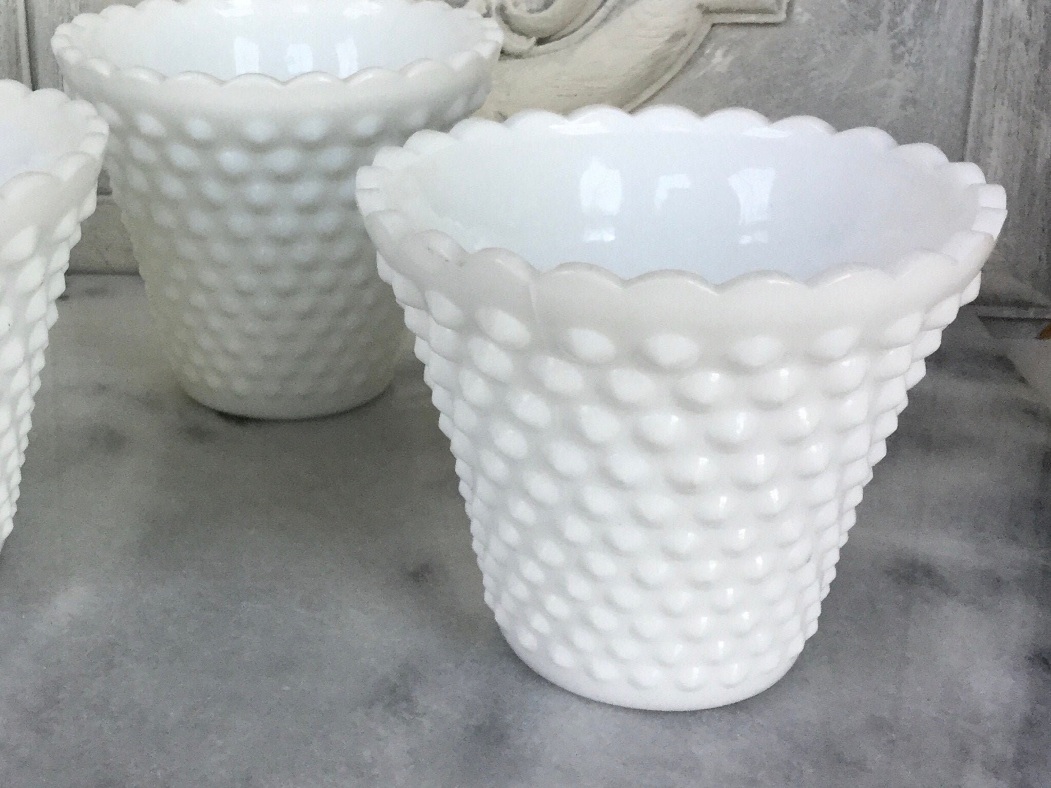 Home Décor Fenton milk glass hobnail pedestal planter Indoor Planters ...