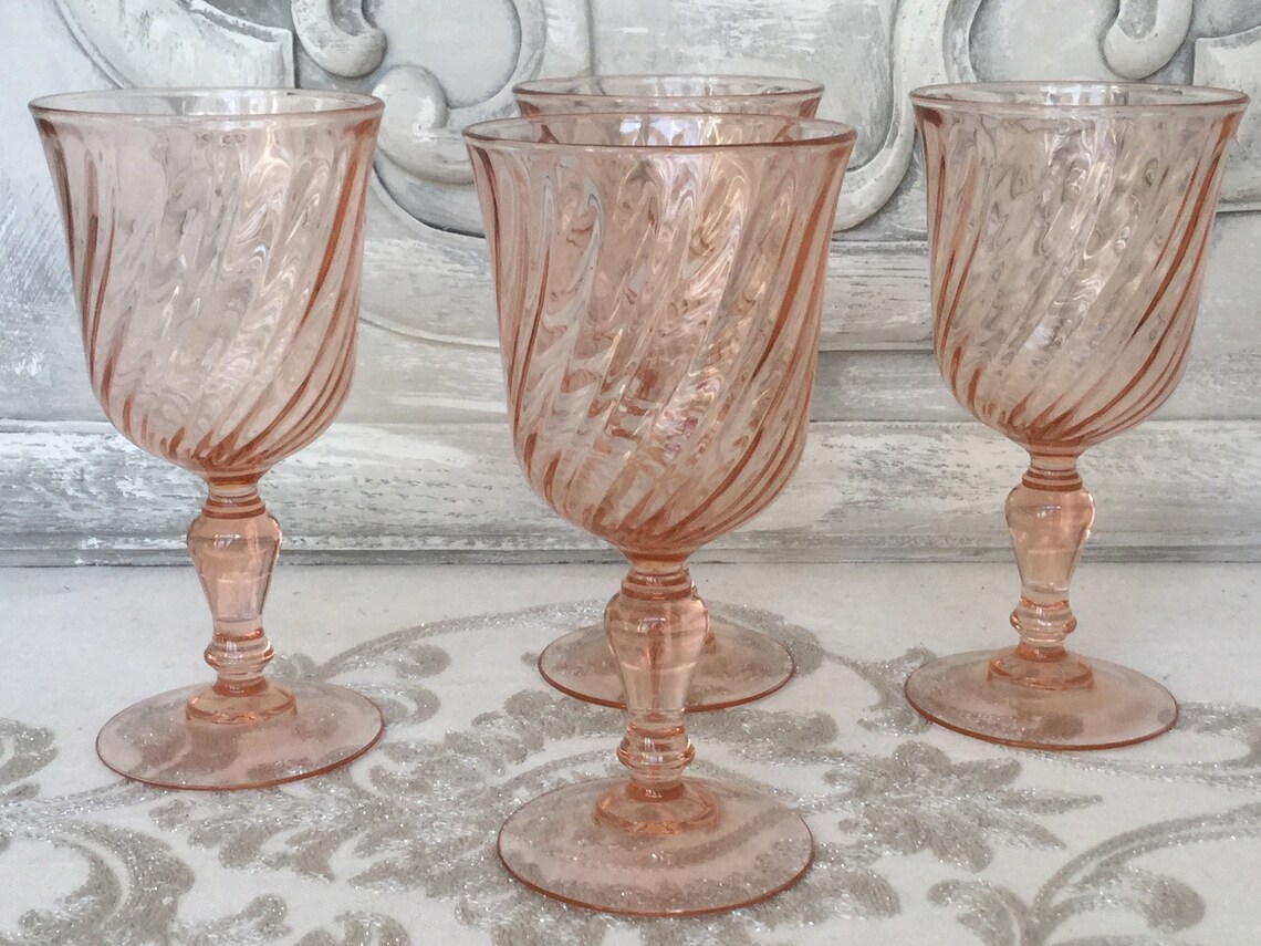Pink Swirl Goblets / Luminarc Rosaline Goblets / Pink Stemware - Etsy