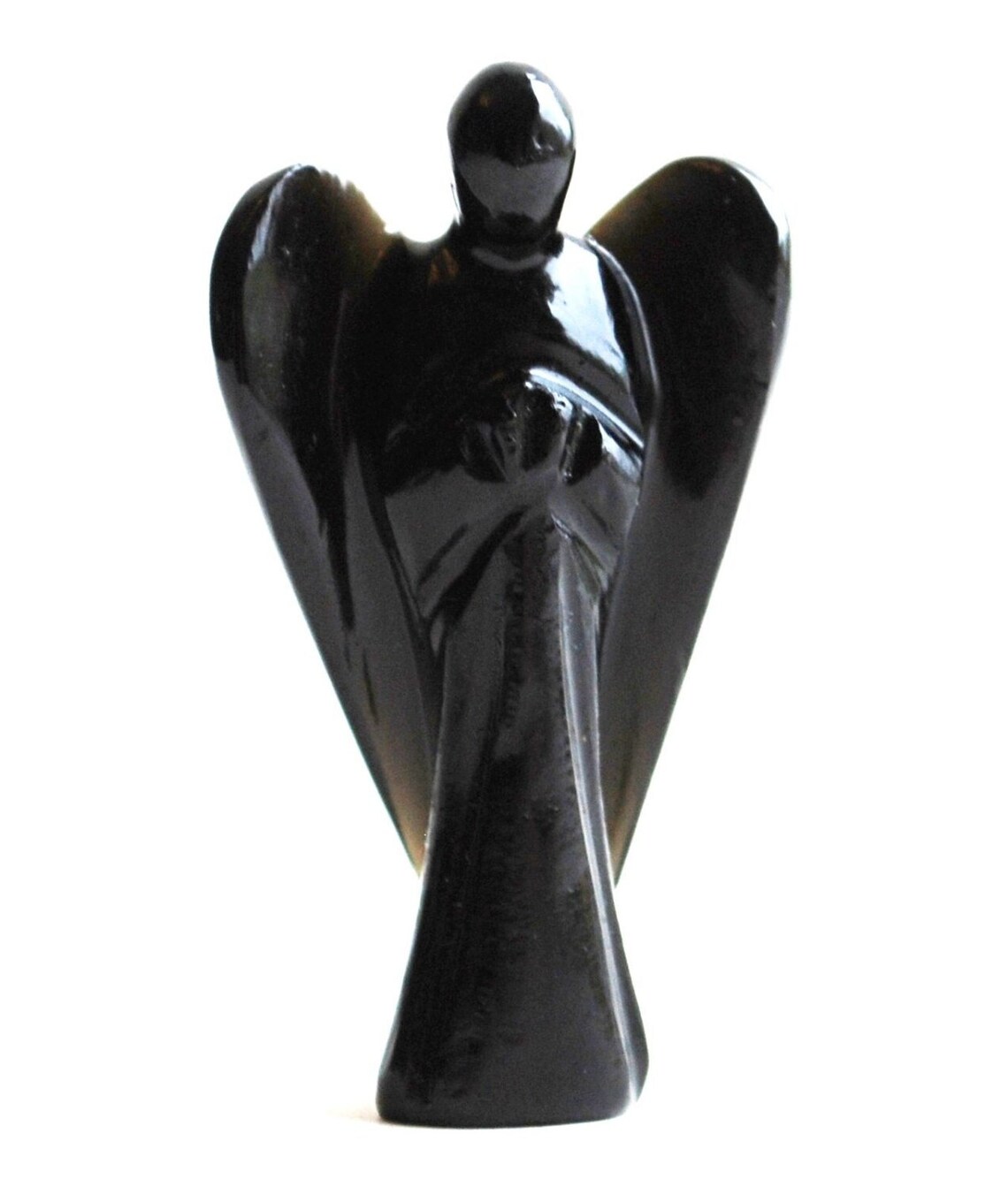 Black Obsidian Crystal Guardian Angel Stone Natural Carved | Etsy
