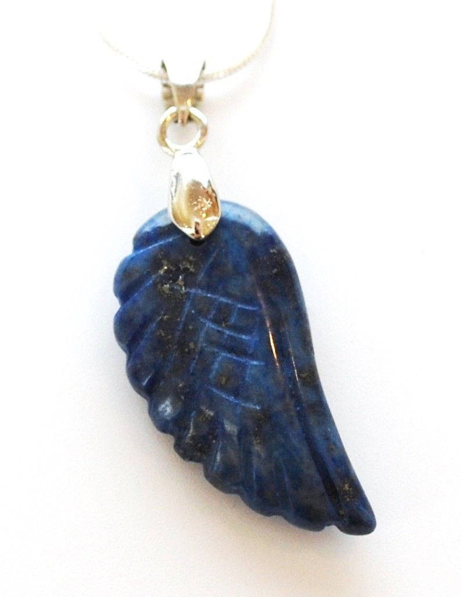 Lapis Lazuli Crystal Angel Wings Necklace Pendant With Silver Chain ...