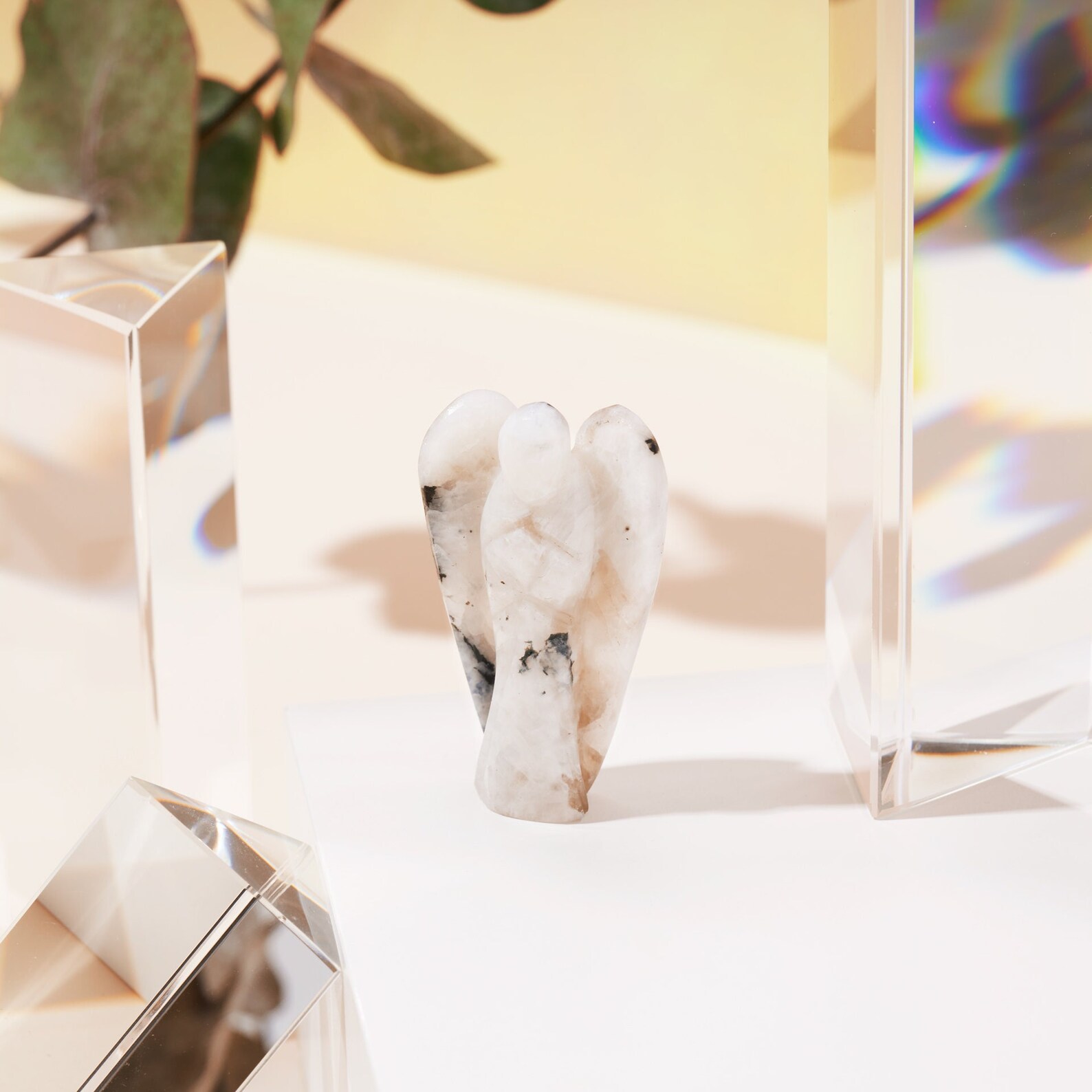 Rainbow Moonstone Crystal Guardian Angel Natural Statue - Etsy