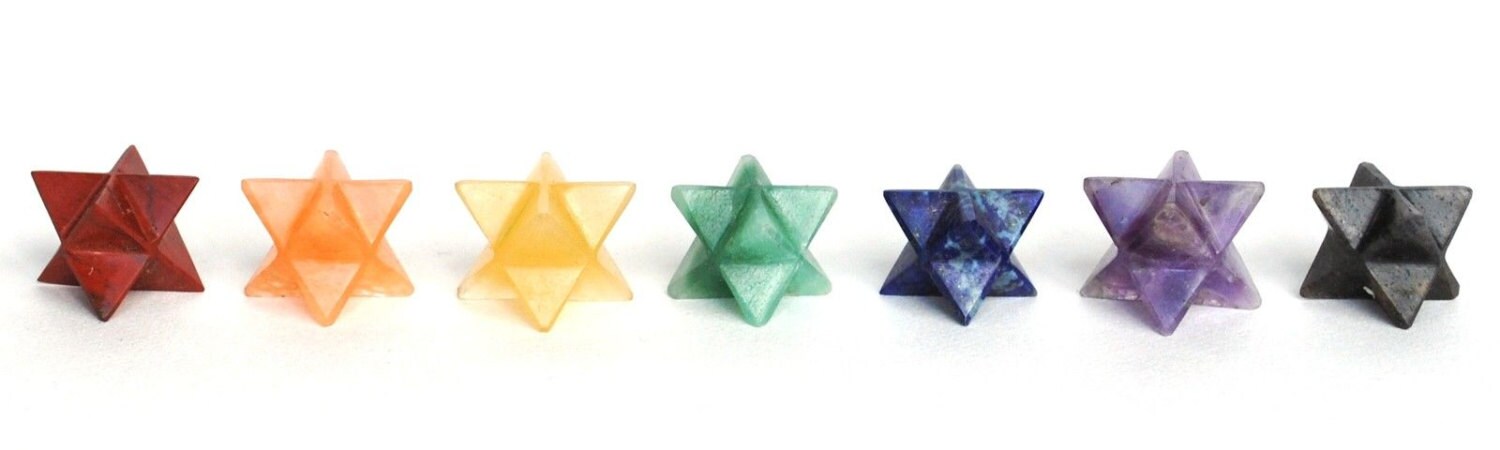 Hand Cut Crystal Merkaba Star Complete Chakra Set of Seven | Etsy
