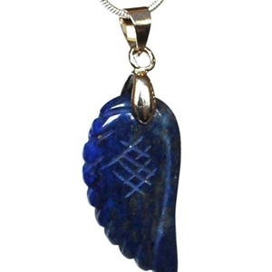Lapis Lazuli Crystal Angel Wings Necklace Pendant With Silver Chain ...