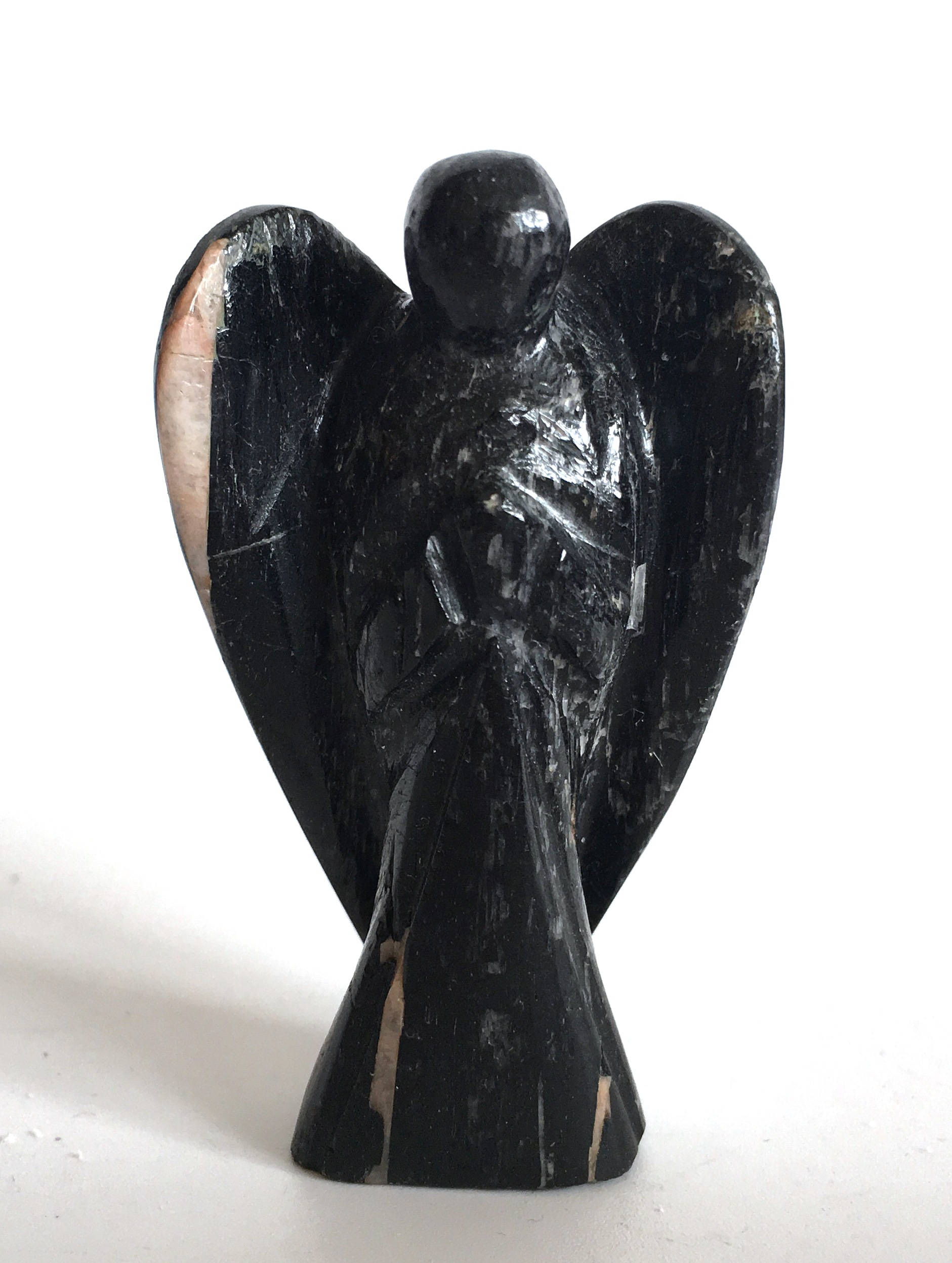 Black Tourmaline Crystal Guardian Angel Stone Carved Statue | Etsy