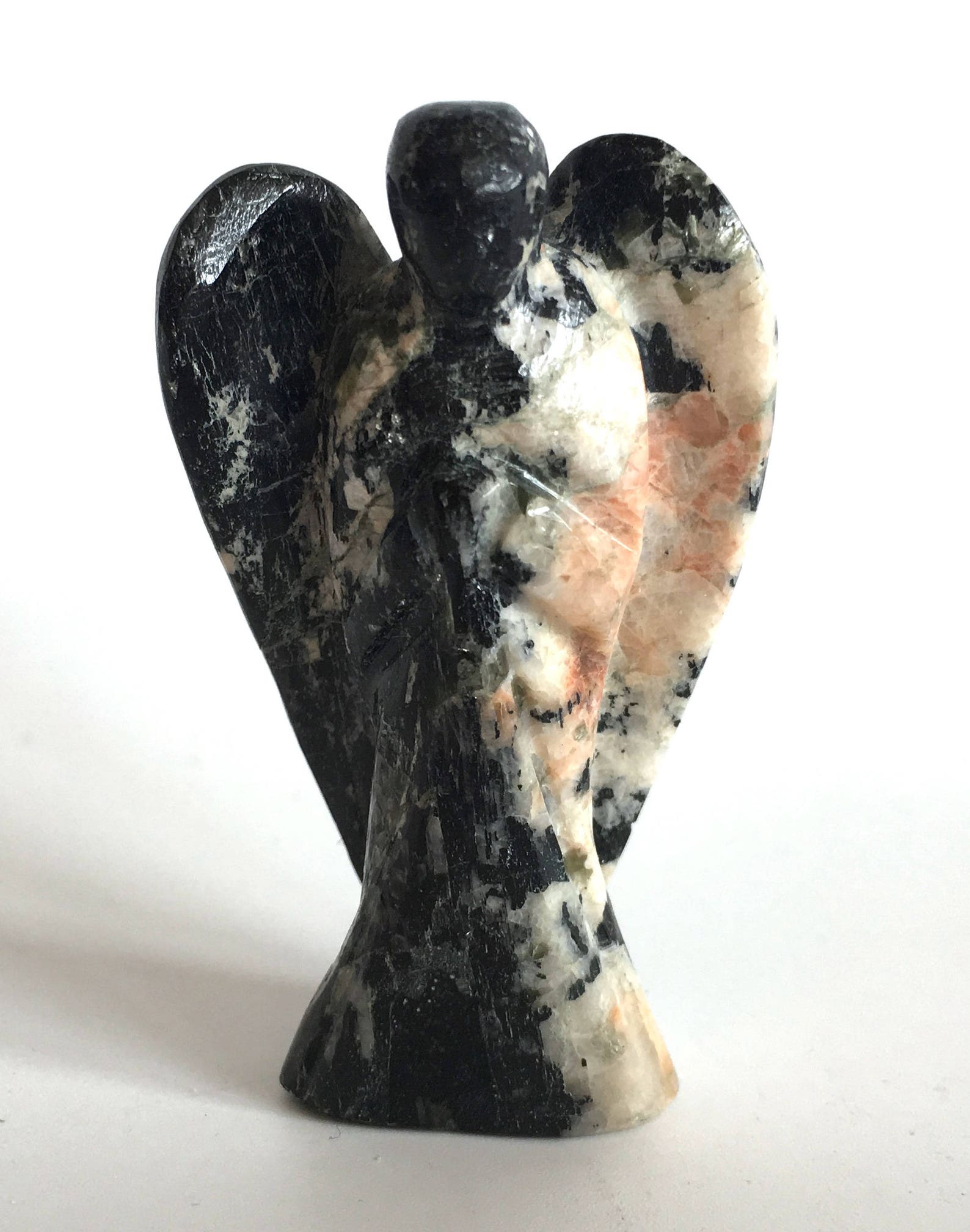 Black Tourmaline Crystal Guardian Angel Stone Carved Statue | Etsy