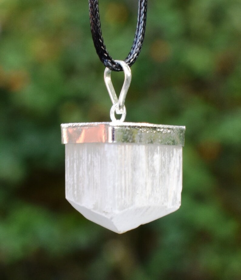 Genuine Raw Selenite Crystal Necklace Pendant (beautifully Gift Wrapped ...