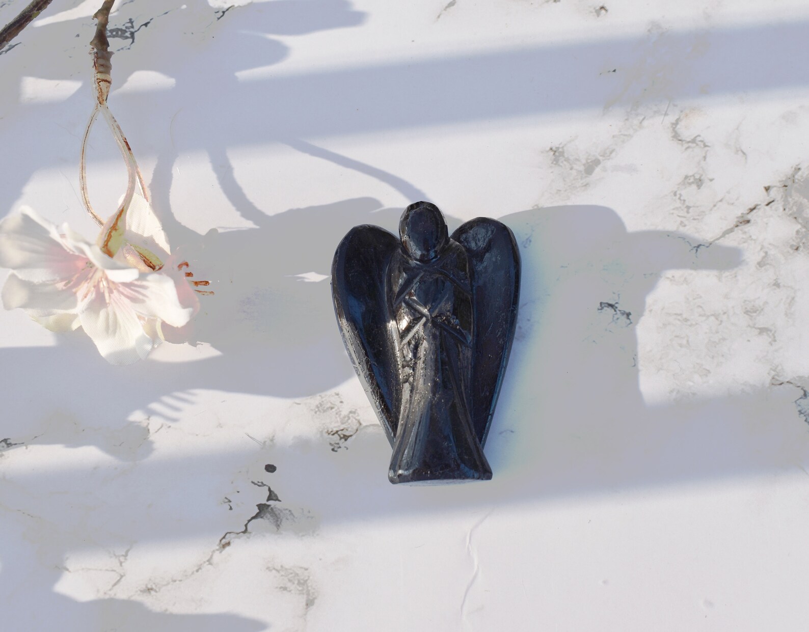 Black Tourmaline Crystal Guardian Angel Stone Carved Statue - Etsy