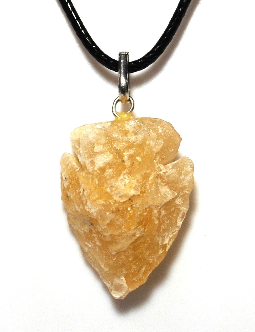Raw Yellow Jade Natural Crystal Arrowhead Pendant & Cord - Etsy