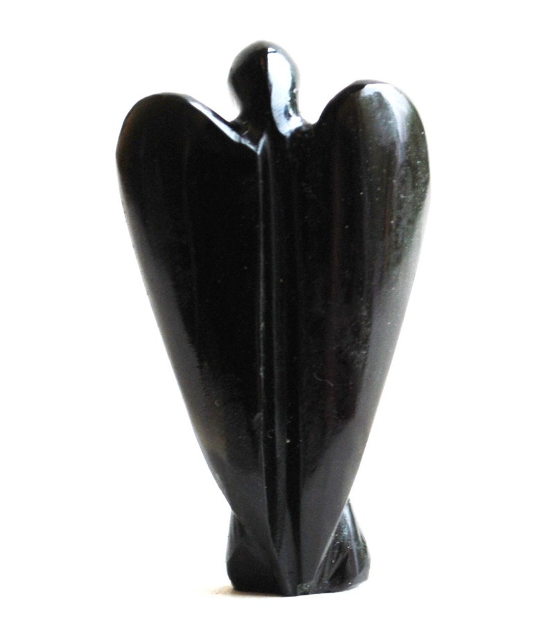 Black Obsidian Crystal Guardian Angel Stone Natural Carved - Etsy