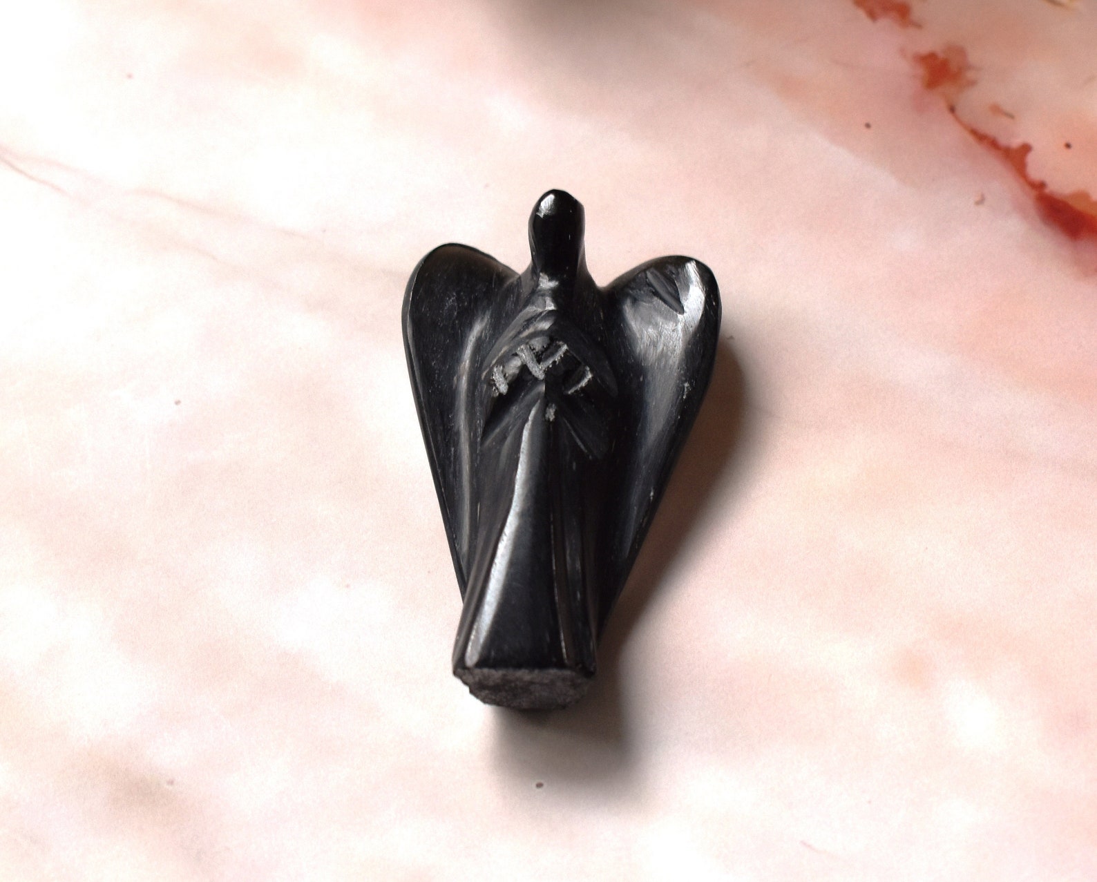 Black Obsidian Crystal Guardian Angel Stone Natural Carved - Etsy