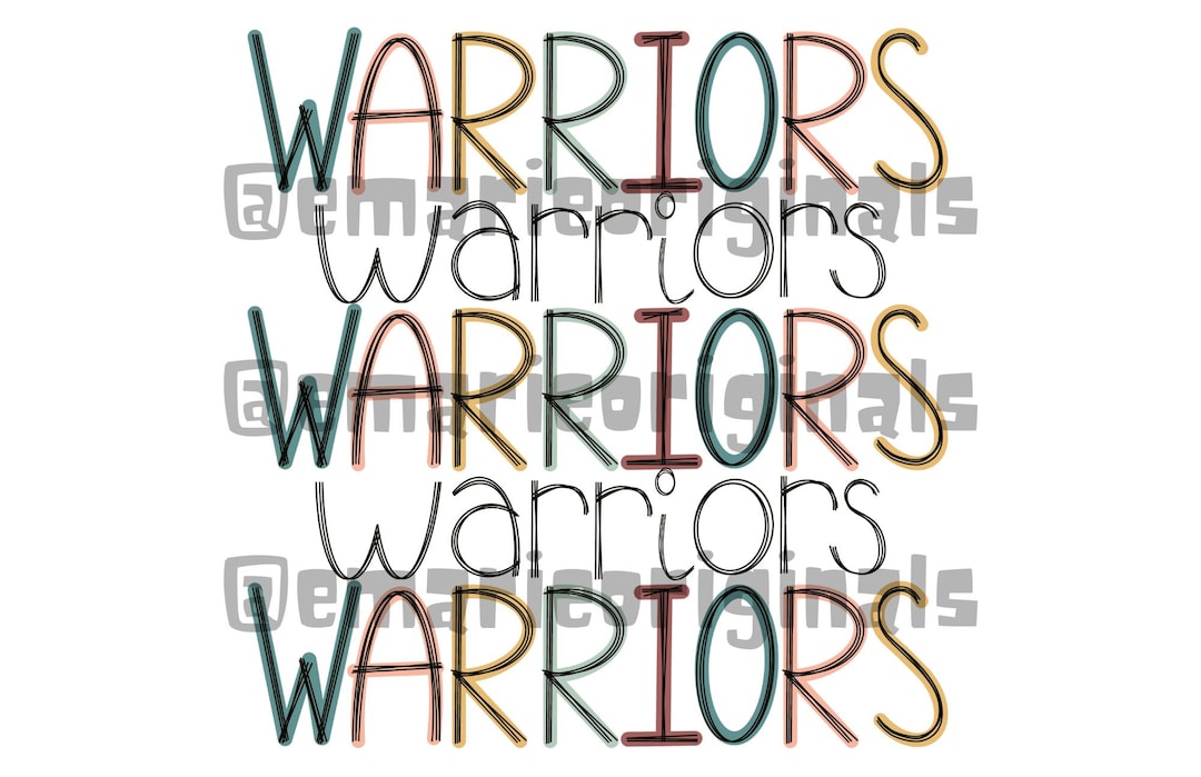 Warriors Sketched Stacked PNG/JPEG File - Etsy