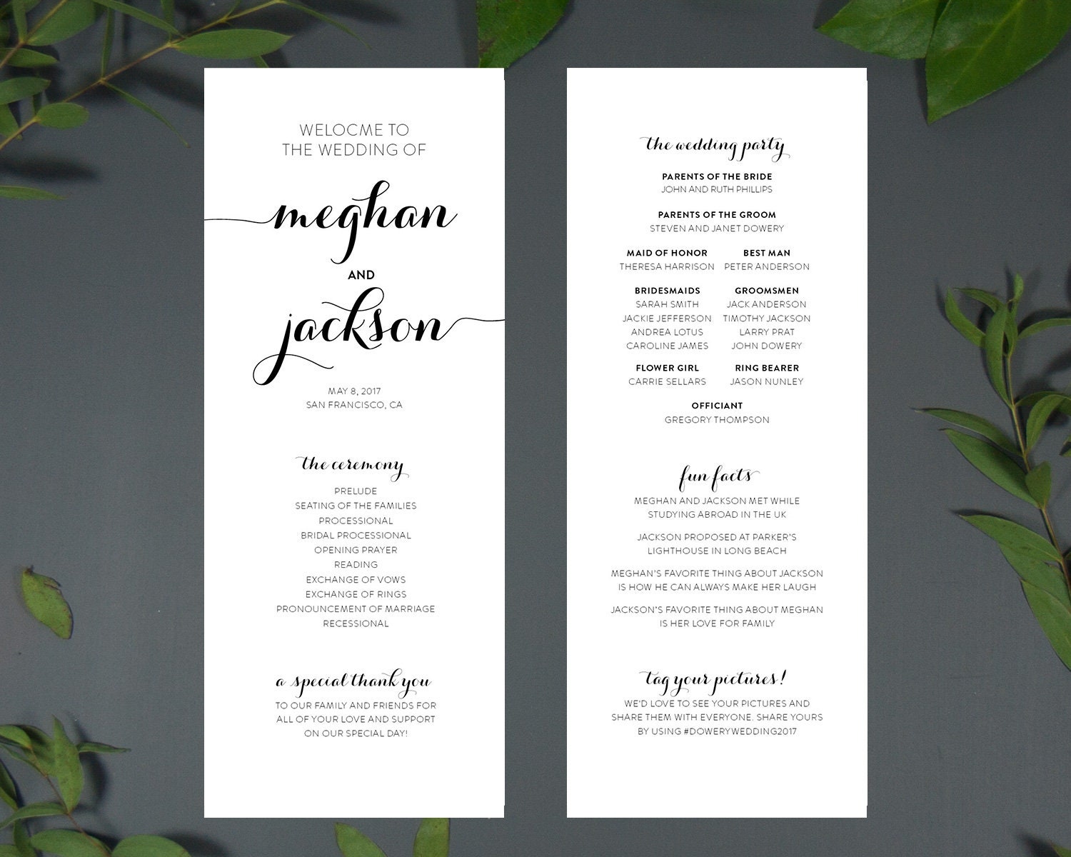 Modern Script Wedding Program, Prints sold in Sets of 25 or Printable ...