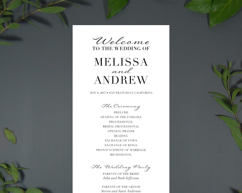 Black Tie Wedding Program, Prints (sold in Sets of 25) or Printable ...