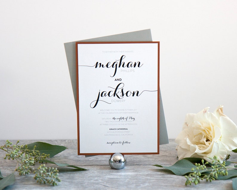 Custom Modern Script Wedding Invitation SAMPLE, Panel Pocket - Etsy