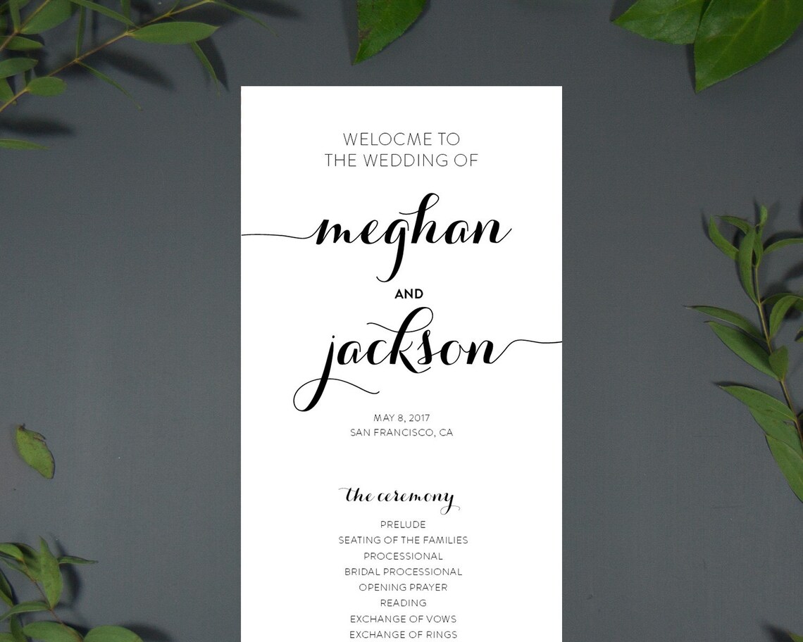 Modern Script Wedding Program Prints sold in Sets of 25 or - Etsy
