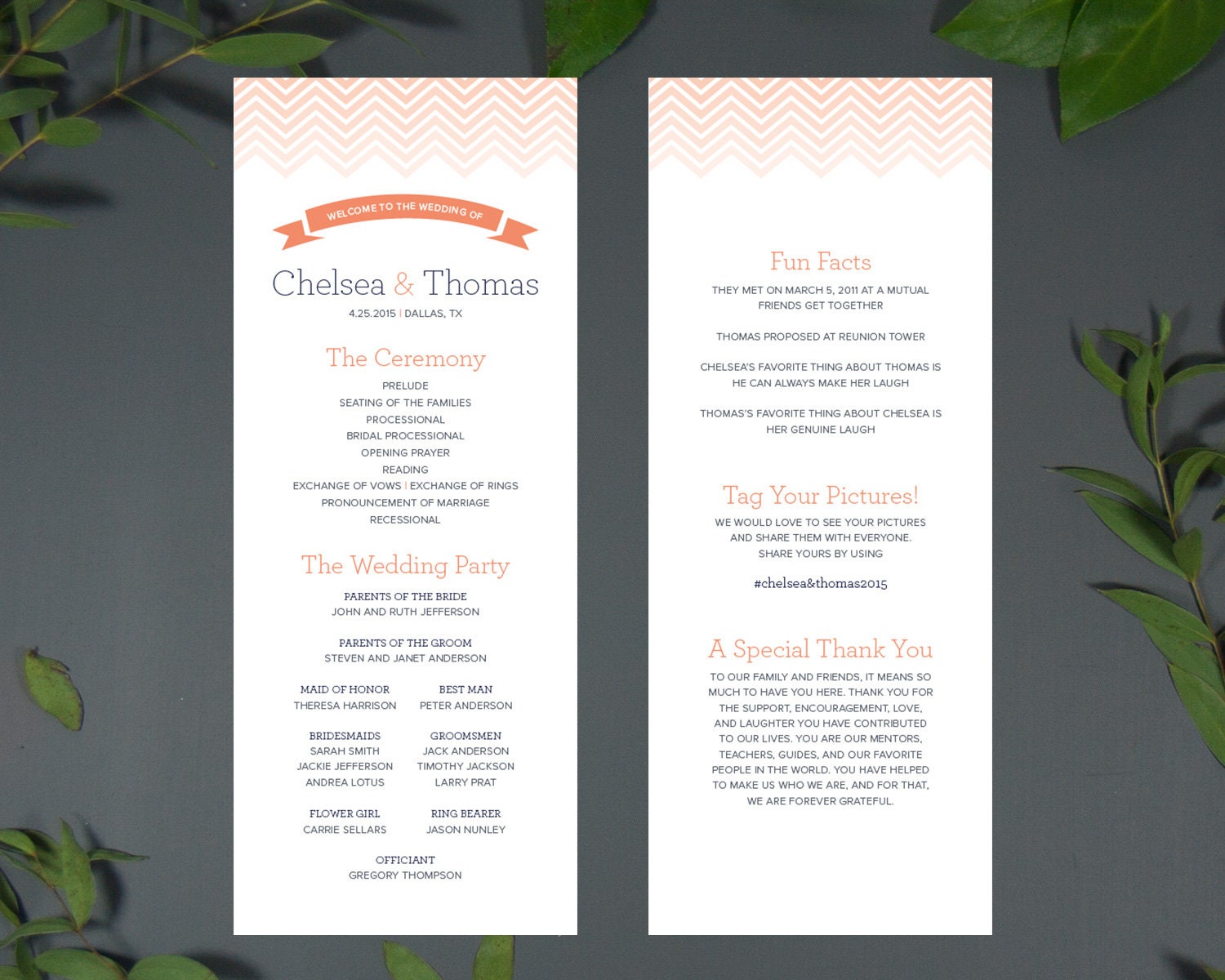 Chevron Wedding Program, Prints (sold in Sets of 25) or Printable Digital File - Etsy
