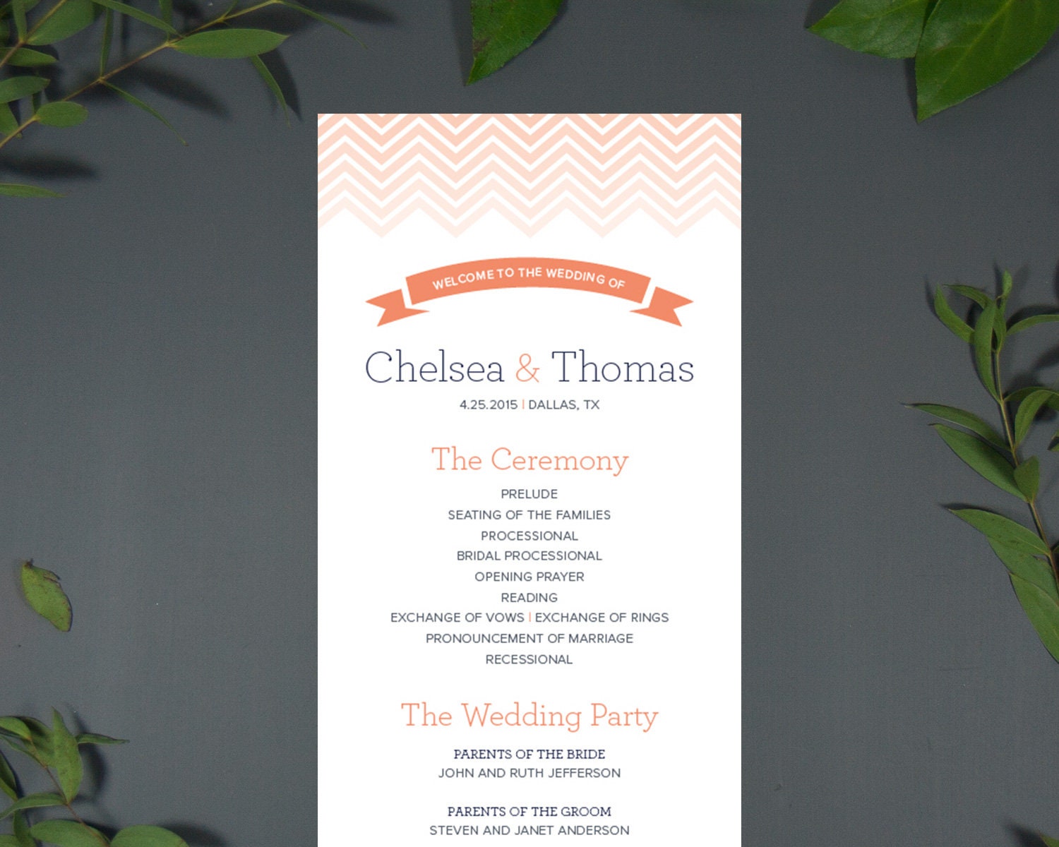 Chevron Wedding Program, Prints (sold in Sets of 25) or Printable Digital File - Etsy