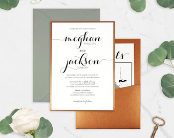 Wedding Invitation With Modern Script - Etsy