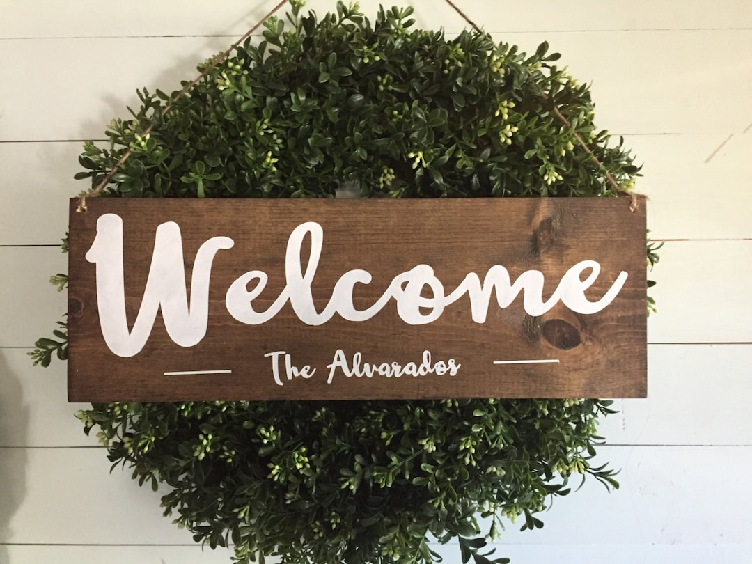 Welcome Sign, Welcome Door Sign, Personalized Sign, Family Name Sign ...