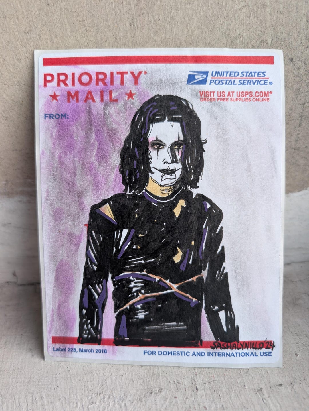 The Crow Movie Portrait Hand Drawing of Eric Draven Street Art Sticker ...