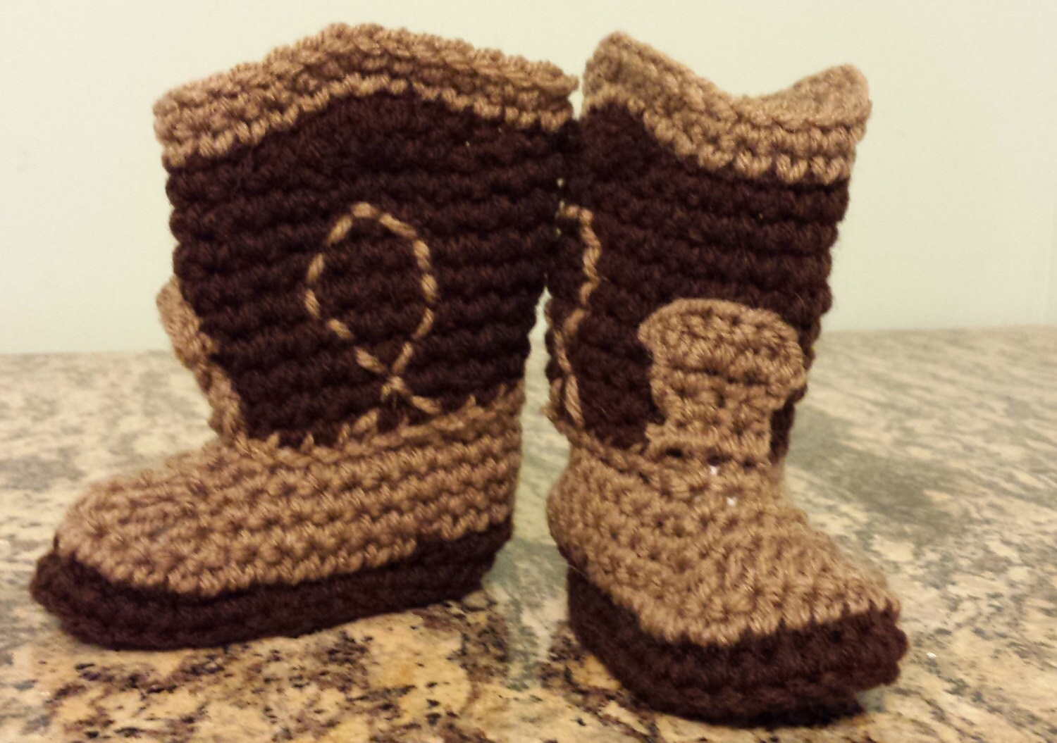 Brown and Tan Cowboy Boot Style Baby Booties - Etsy