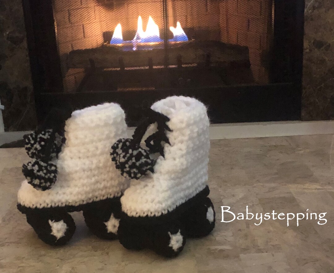 Tuxedo Black and White Roller Skate Style Baby Booties - Etsy