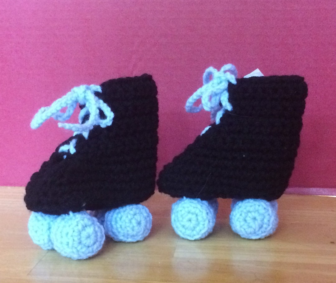 Black Roller Skate Style Baby Booties - Etsy