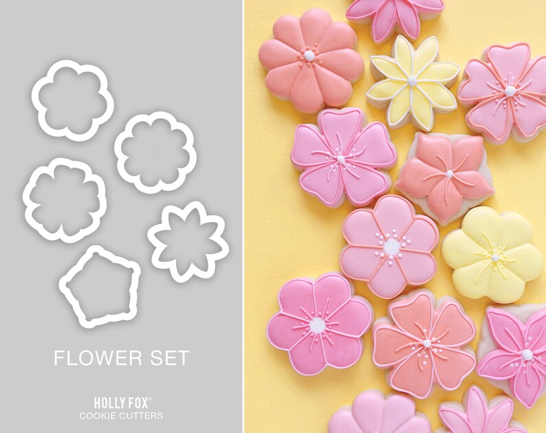 Flower Cookie Cutters Set of 5 - Etsy
