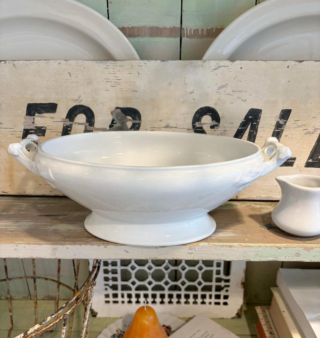 VINTAGE IRONSTONE TUREEN Large & Lovely Serving Bowl or Tureen Cottage ...