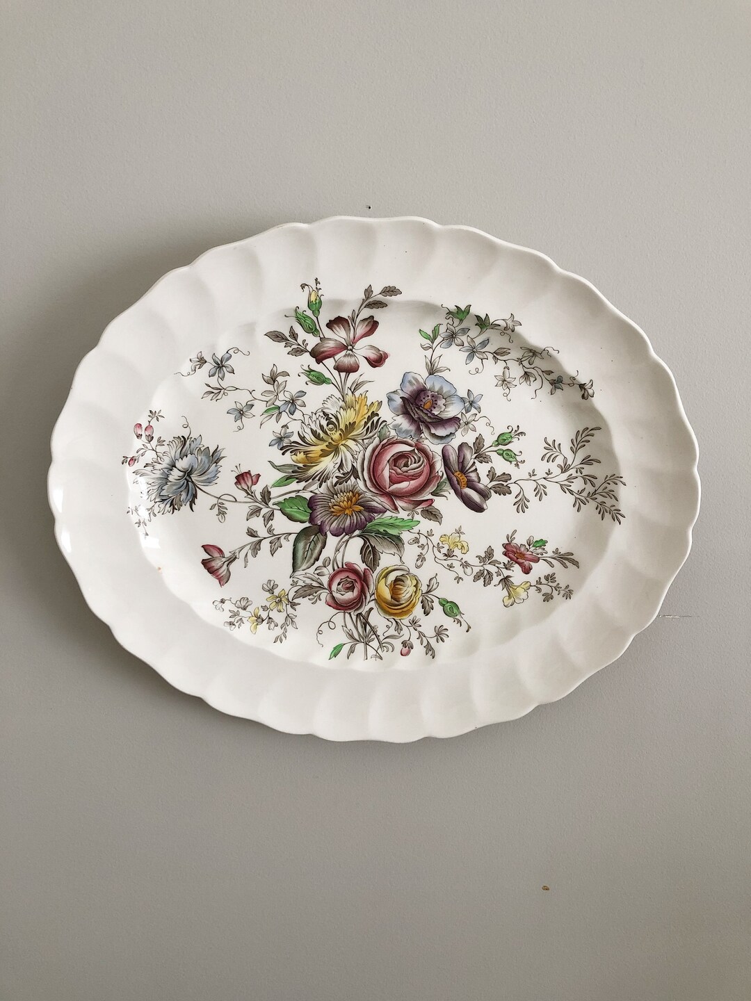 Large VINTAGE TRANSFERWARE PLATTER! • Johnson Bros. English “sheraton ...